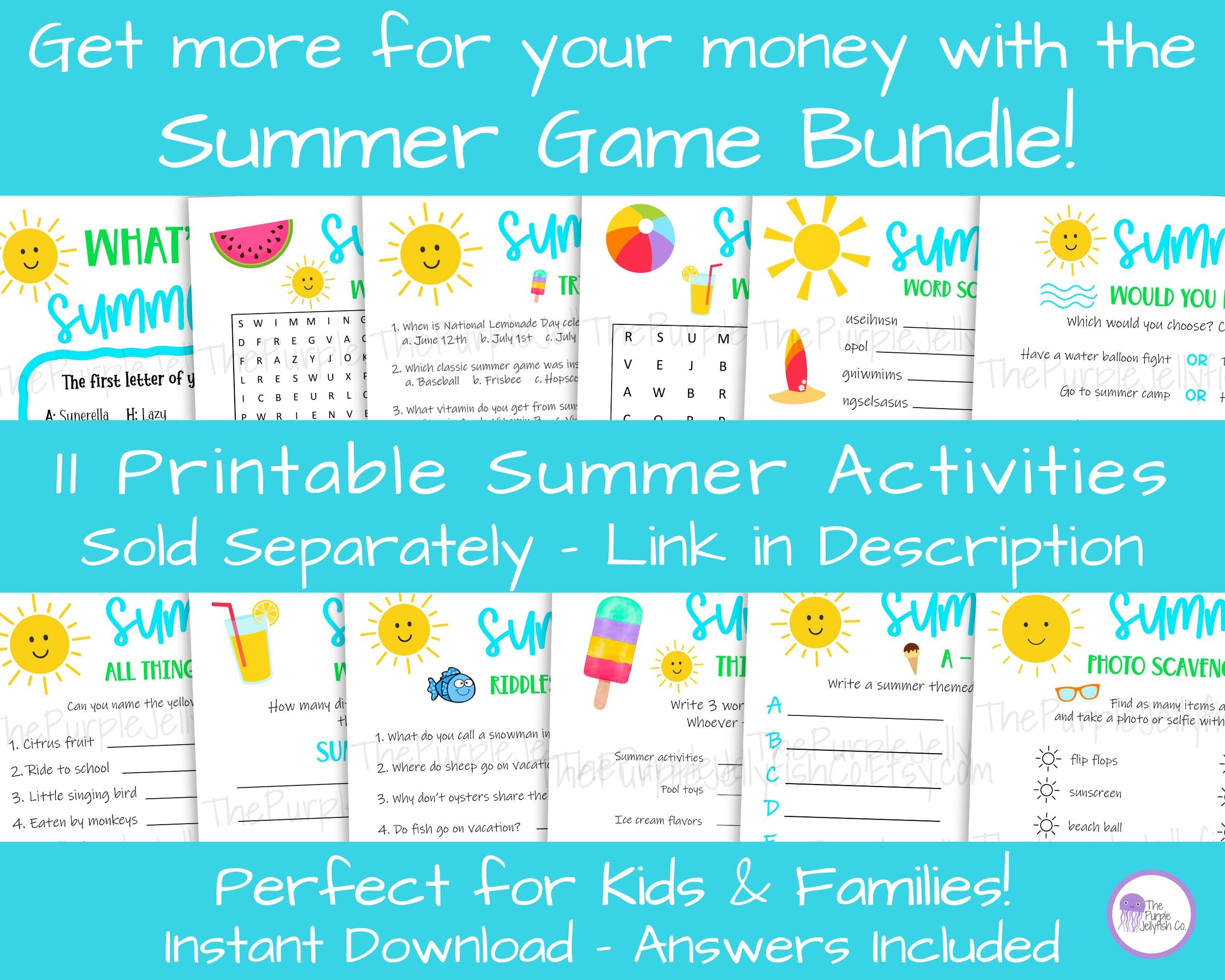 Summer Word Search Printable, Summer Activity for Kids and Adults, End ...