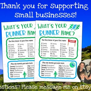 Runner Name Sign and Name Tags, Whats Your Name Game, Running Printable ...