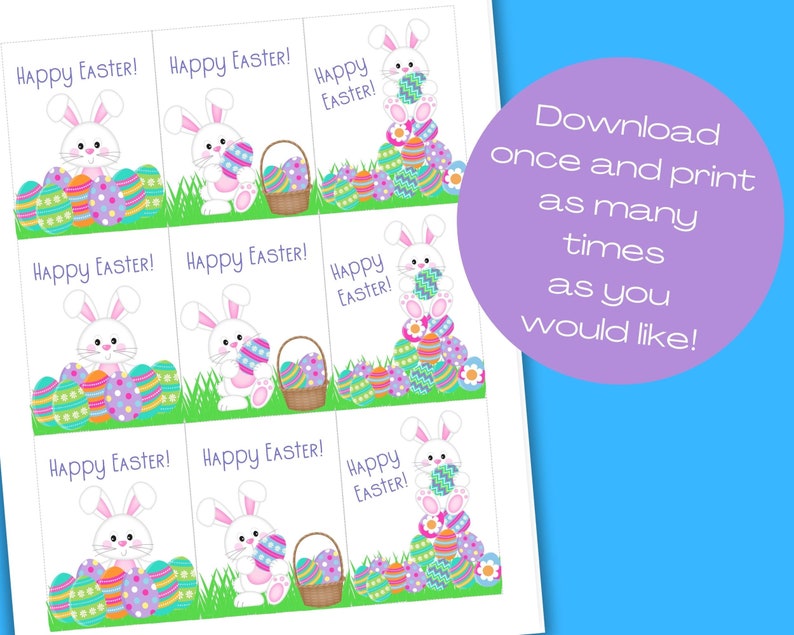 Printable Easter Gift Tags, Cute Easter Mini Card for Kids, Digital ...
