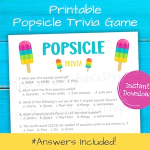 Popsicle Trivia Game Printable, Summer Popsicle Party Idea, Ice Cream ...