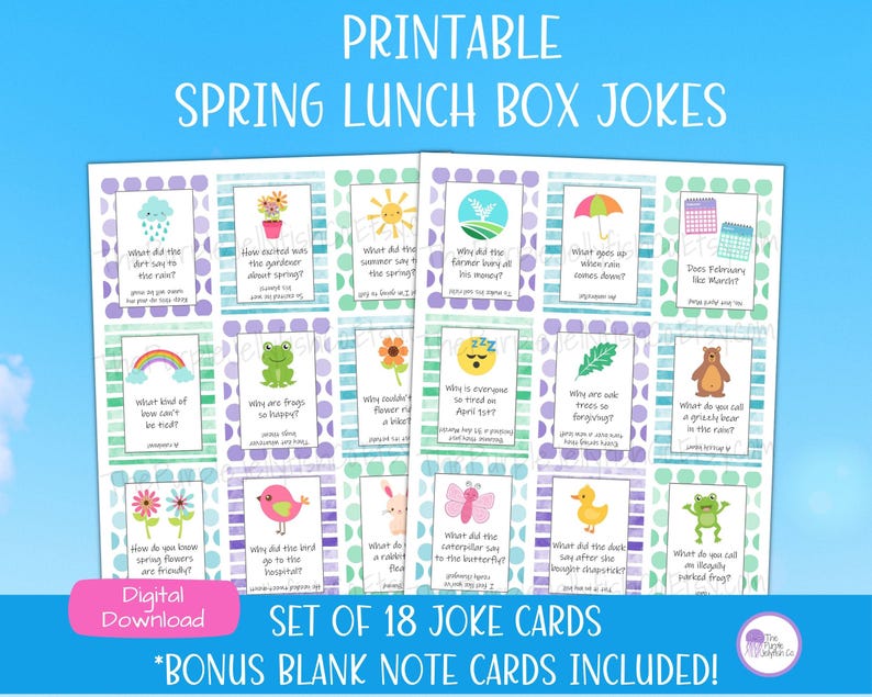 Spring Lunch Box Jokes for Kids Printable Lunchbox Notes, Funny Easter ...