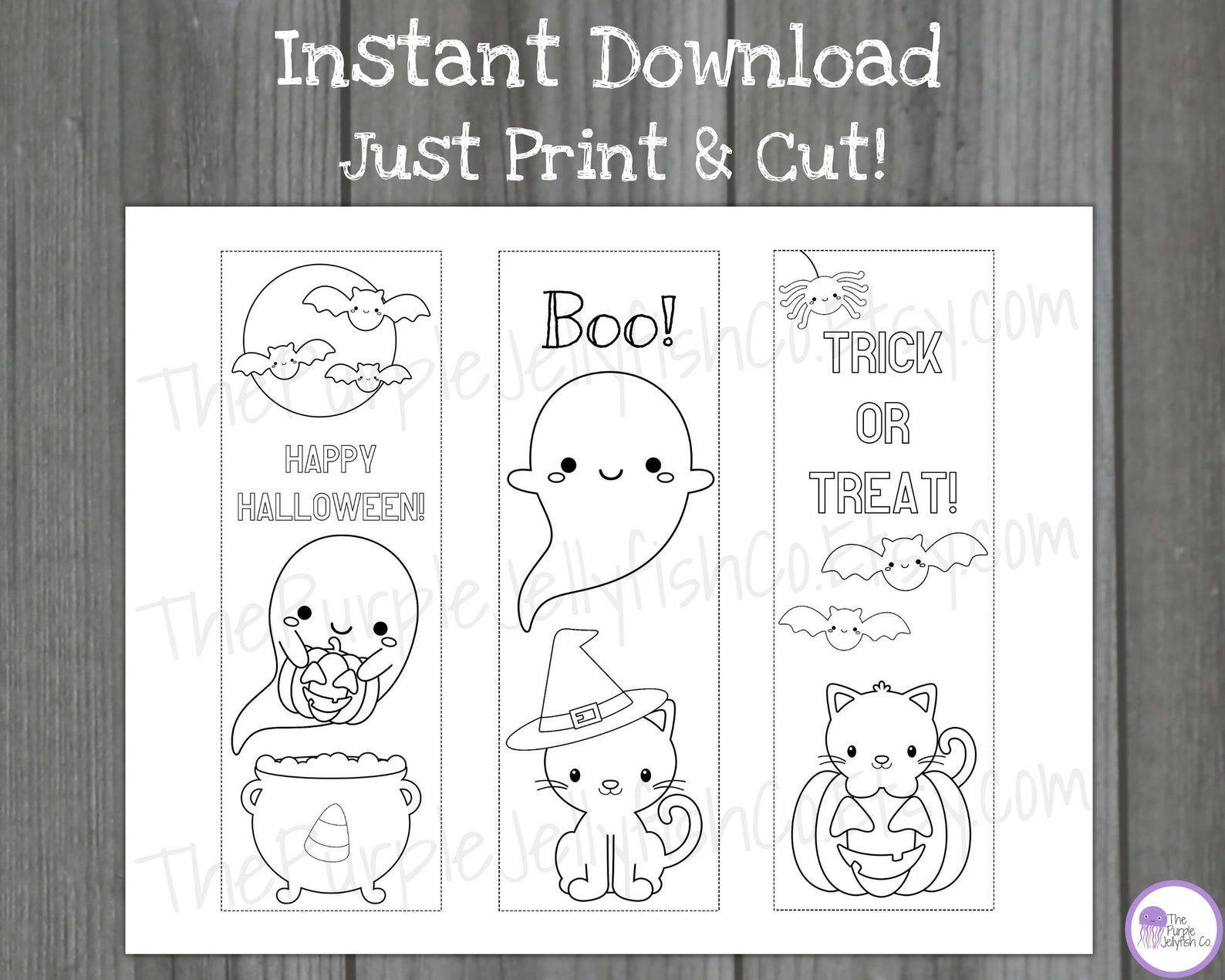 Halloween Coloring Bookmarks for Kids, Halloween Bookmark Printable ...