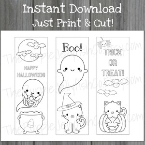 Halloween Coloring Bookmarks for Kids, Halloween Bookmark Printable ...
