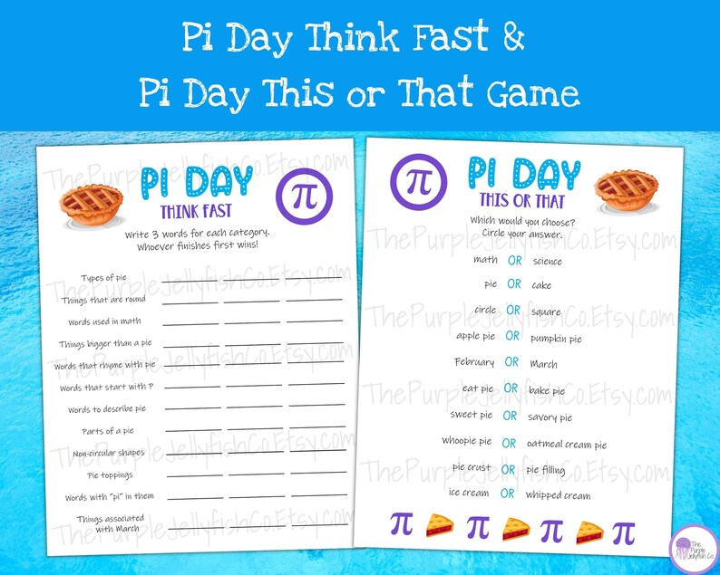 Pi Day Game Bundle, Pi Day Activities for Kids Printable, Pi Day Party ...