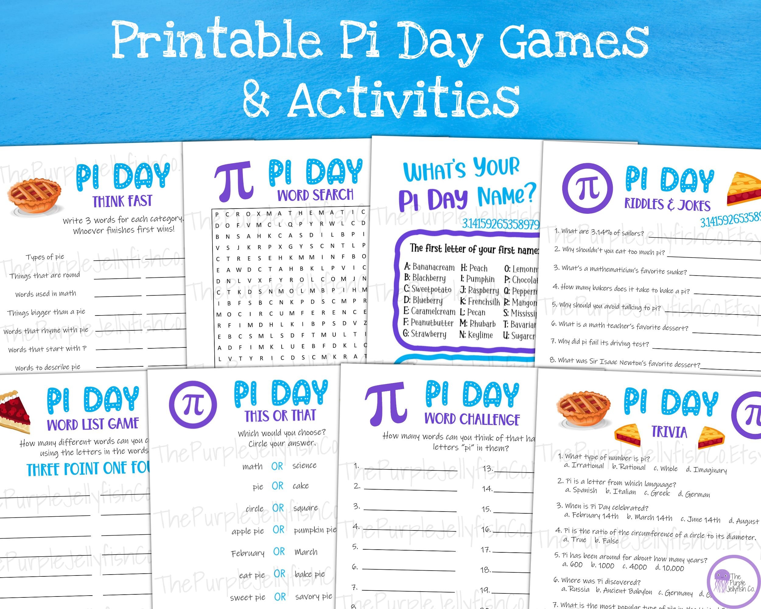 Pi Day Activities for Kids & Adults, Printable Pi Day Games, Math ...