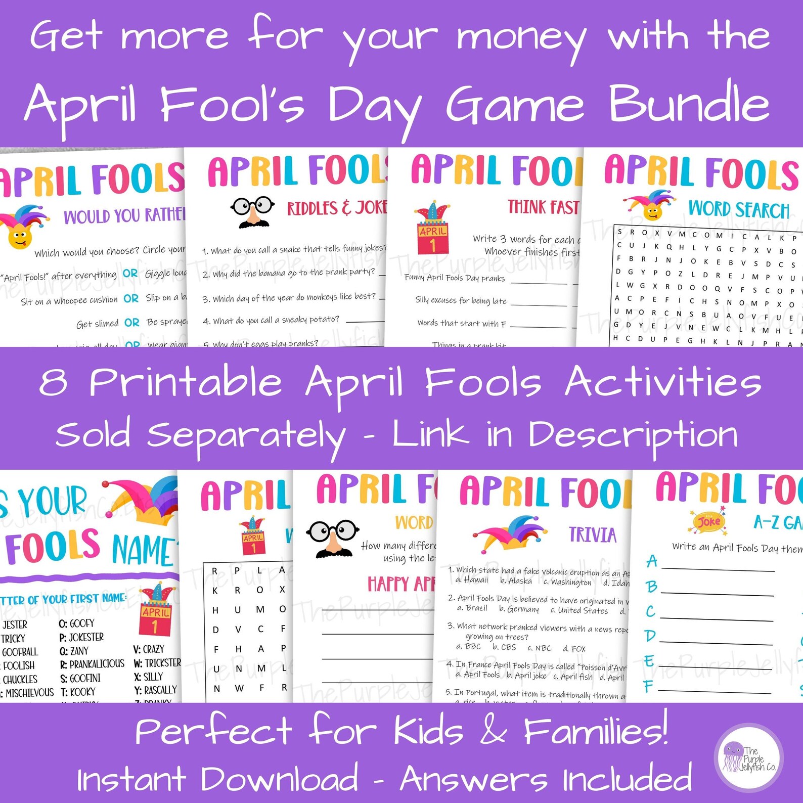 Think Fast Game April Fools Printable, April Fool's Day Party Idea ...