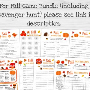 Fall Scavenger Hunt Printable Fun Fall Game for Kids Fall - Etsy