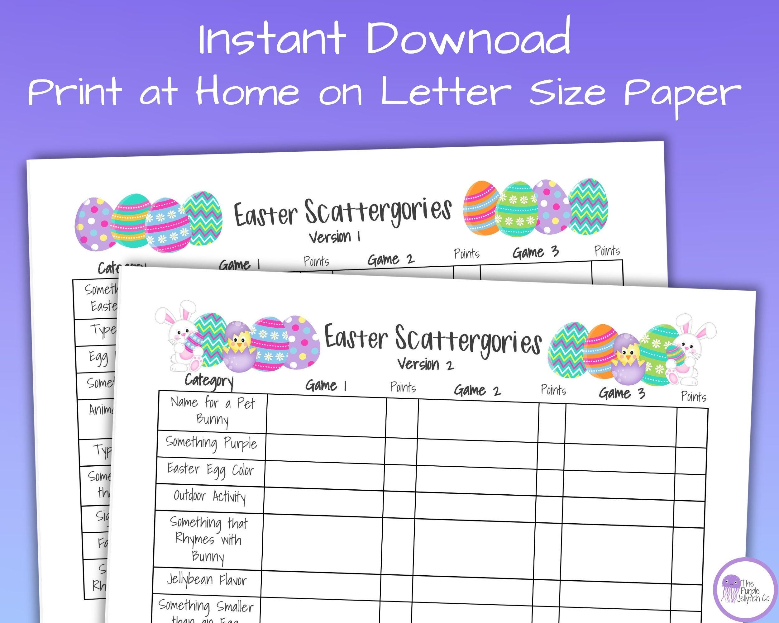 Easter Scattergories Game for Kids, Printable Easter Game for Teens ...