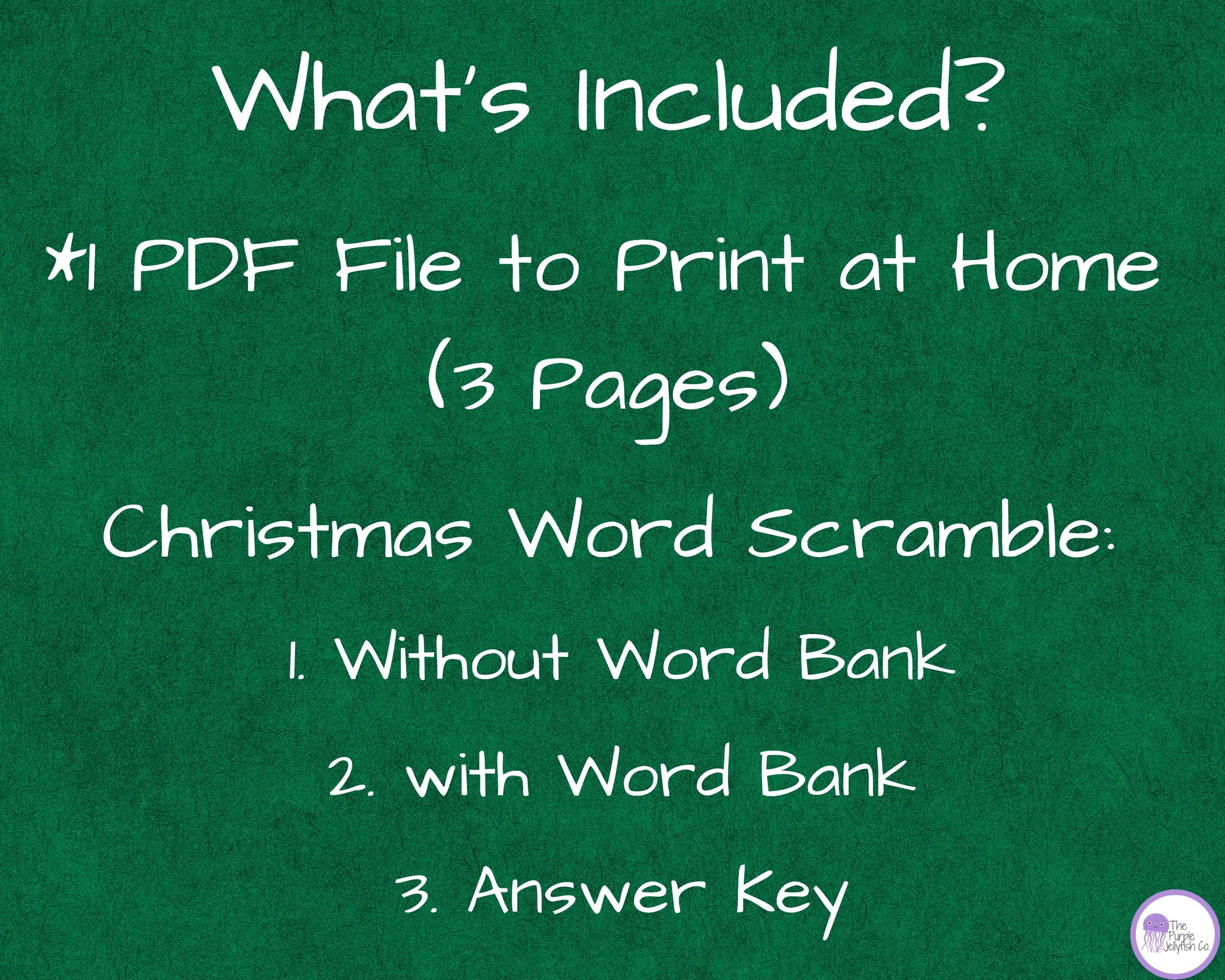 Christmas Word Scramble, Christmas Activity for Kids Printable ...