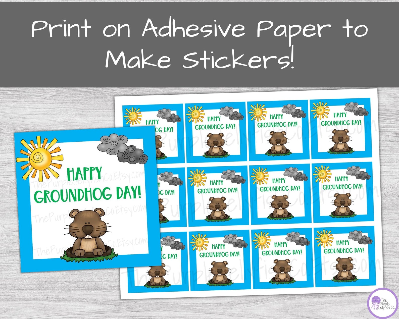 Groundhog Day Gift Tags Printable, Happy Groundhog Day Party Favor Tags ...