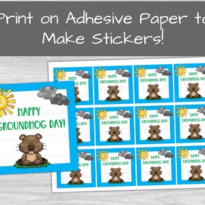 Groundhog Day Gift Tags Printable, Happy Groundhog Day Party Favor Tags ...