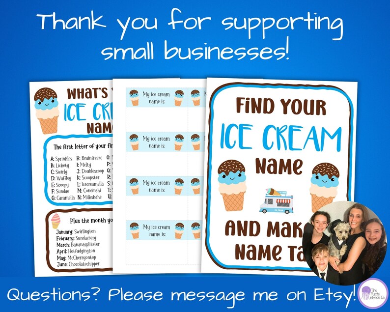 Ice Cream Party Game Printable, What's Your Ice Cream Name Game, Kids ...