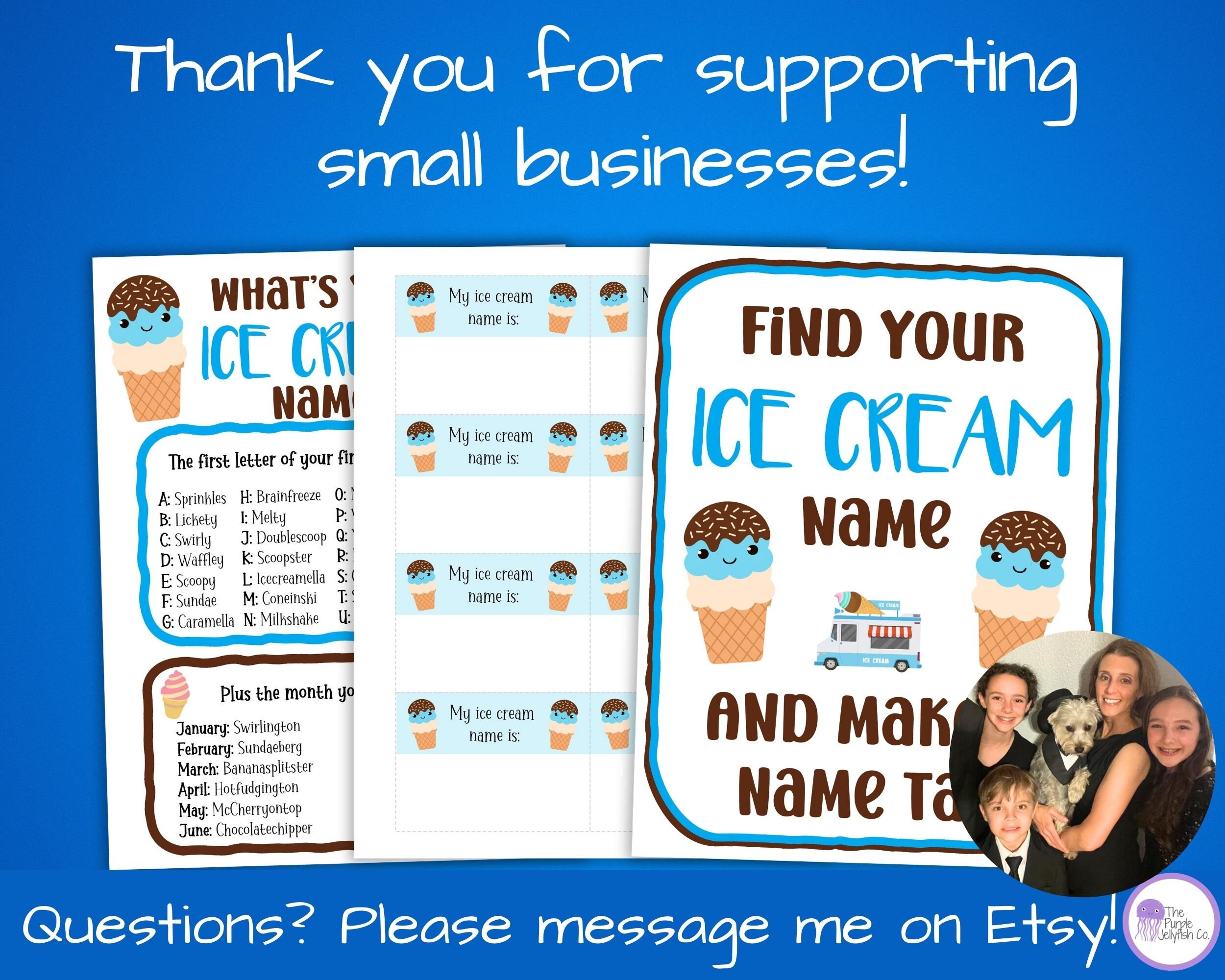 Ice Cream Party Game Printable, What's Your Ice Cream Name Game, Kids ...