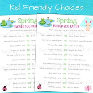 Would You Rather Game Printable Spring Activity for Kids, This or That ...