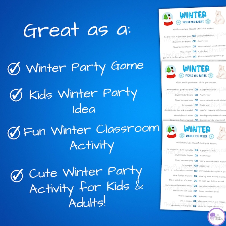 Winter Would You Rather Questions for Kids, This or That Christmas ...