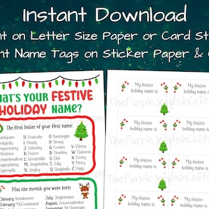 Christmas Name Game + Name Tags, What's Your Name Game Festive Holiday ...
