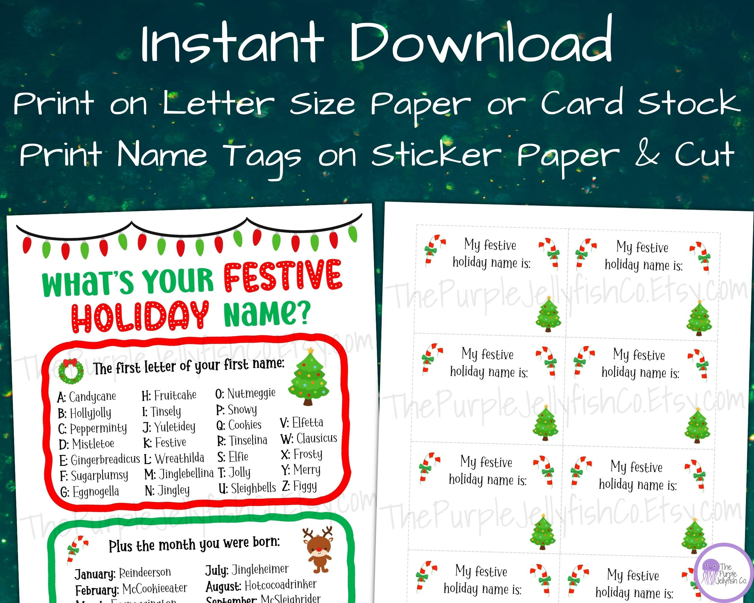 Christmas Name Game Name Tags, What's Your Name Game Festive Holiday ...