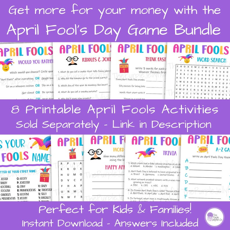 April Fool's Day Trivia Game Printable, April Fools Party Idea, April ...