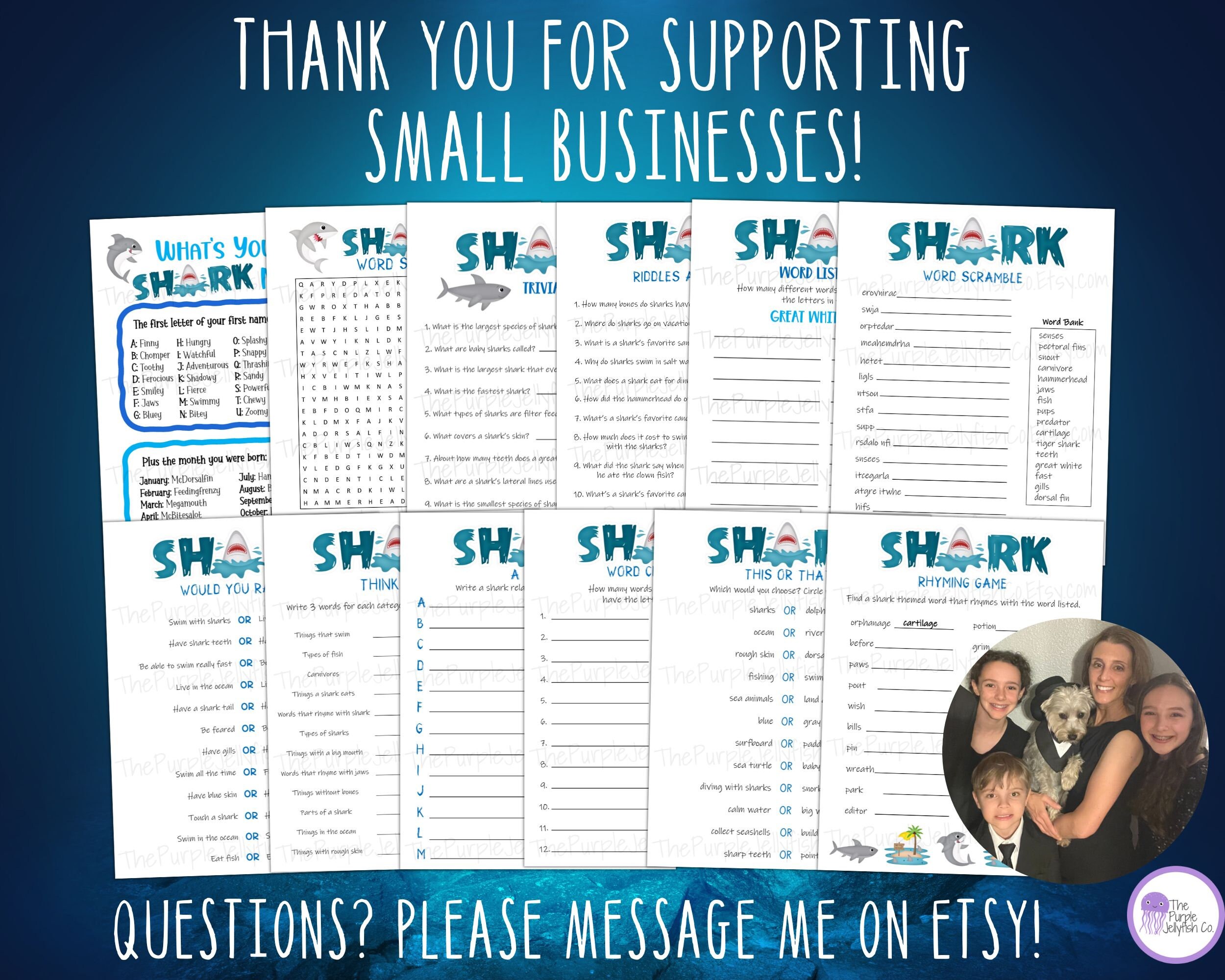 Shark Word Scramble With Answers, Shark Activity for Kids, Shark Game ...