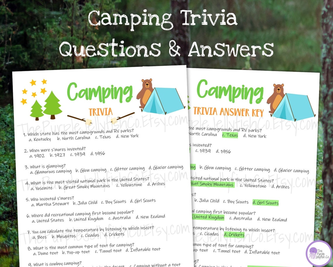 Camping Trivia Game, Camping Game Printable, Trivia Questions, Camping ...