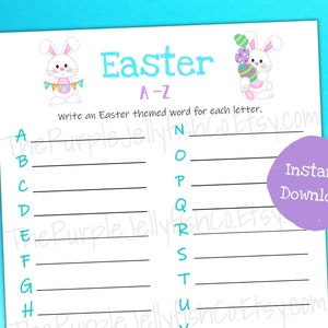 Easter A to Z Game, Printable Easter Activity for Kids, Easter Word ...