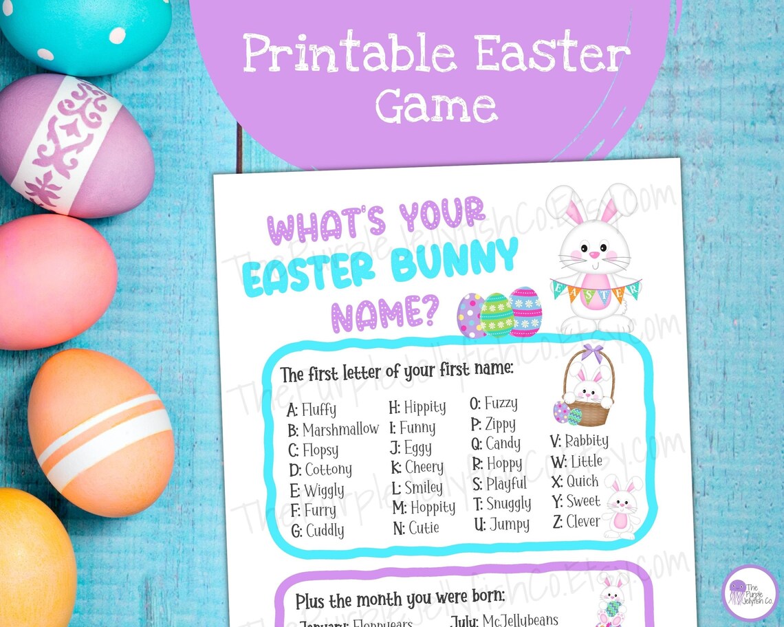 Easter Bunny Name Game, What's Your Bunny Name, Printable Easter Game ...