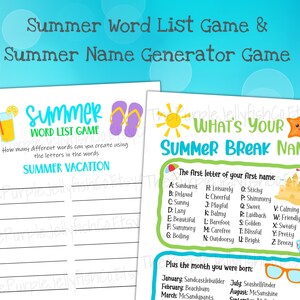 Summer Activities for Kids, Printable Summer Games, Summer Activity ...