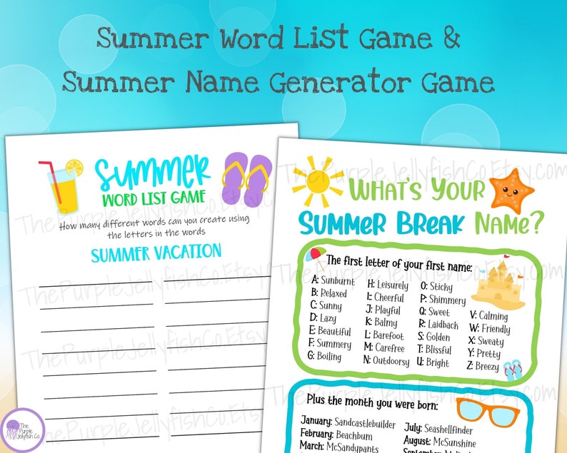 Summer Activities for Kids, Printable Summer Games, Summer Activity ...