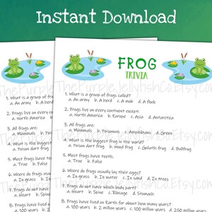 Frog Trivia Game Printable, Frog Game, Trivia for Kids, Frog Theme ...