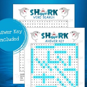 Shark Word Search Printable, Shark Activity for Kids, Word Search ...