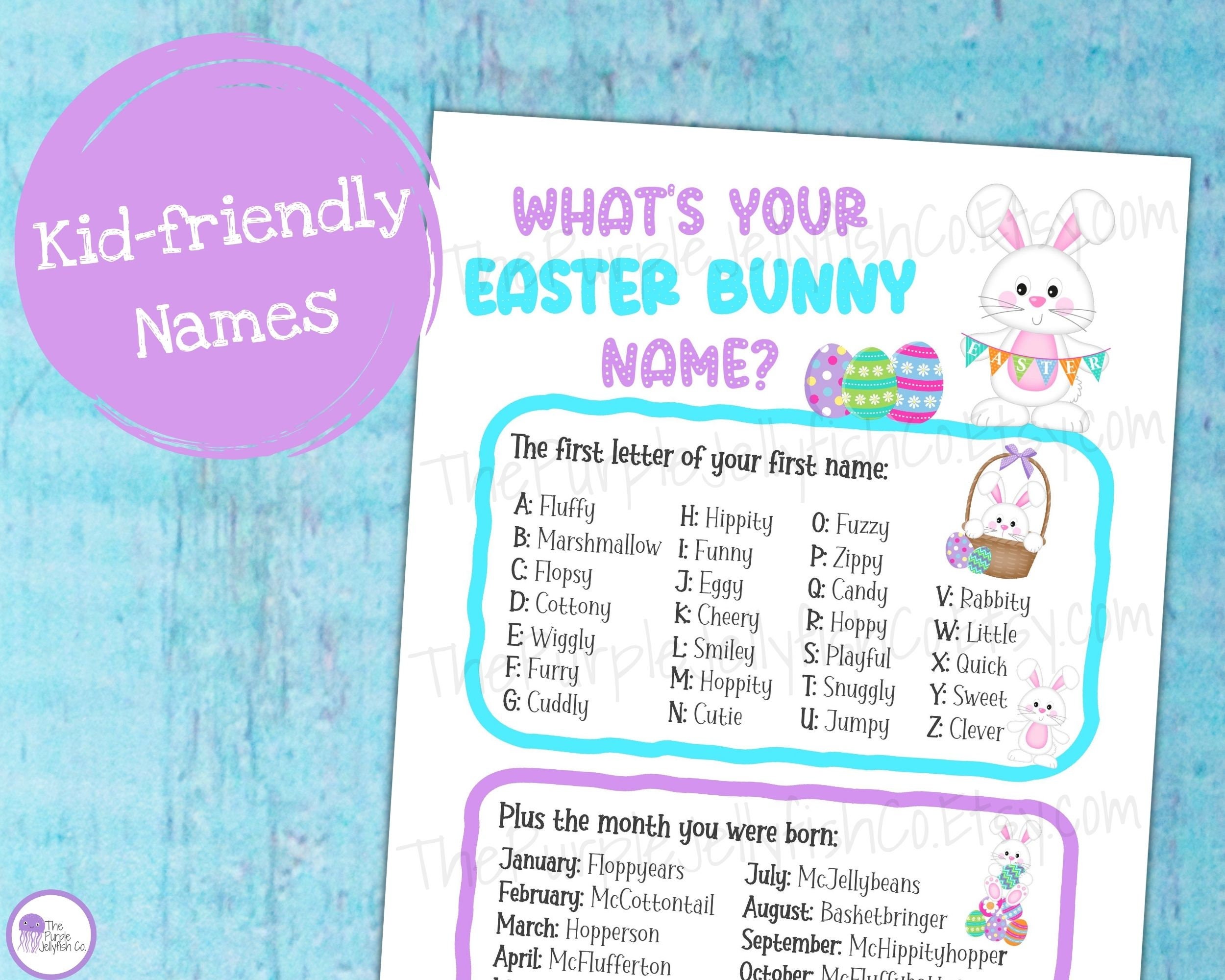 Easter Bunny Name Game, What's Your Bunny Name, Printable Easter Game ...