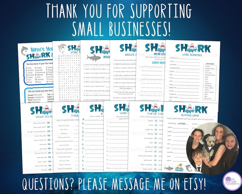 Shark Games Bundle, Shark Birthday Party Ideas, Shark Week Games, Shark ...