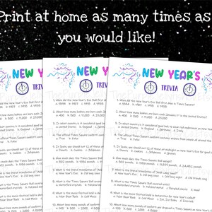 New Years Trivia Game Printable, New Years Eve Game for Teens & Adults ...