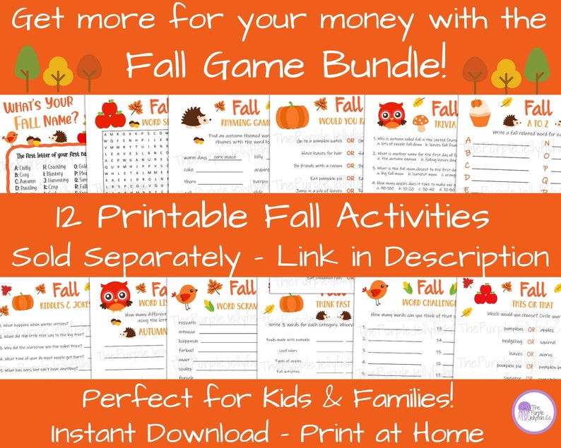 Fall Trivia Game Printable Autumn Activity for Kids & Adults, Trivia ...