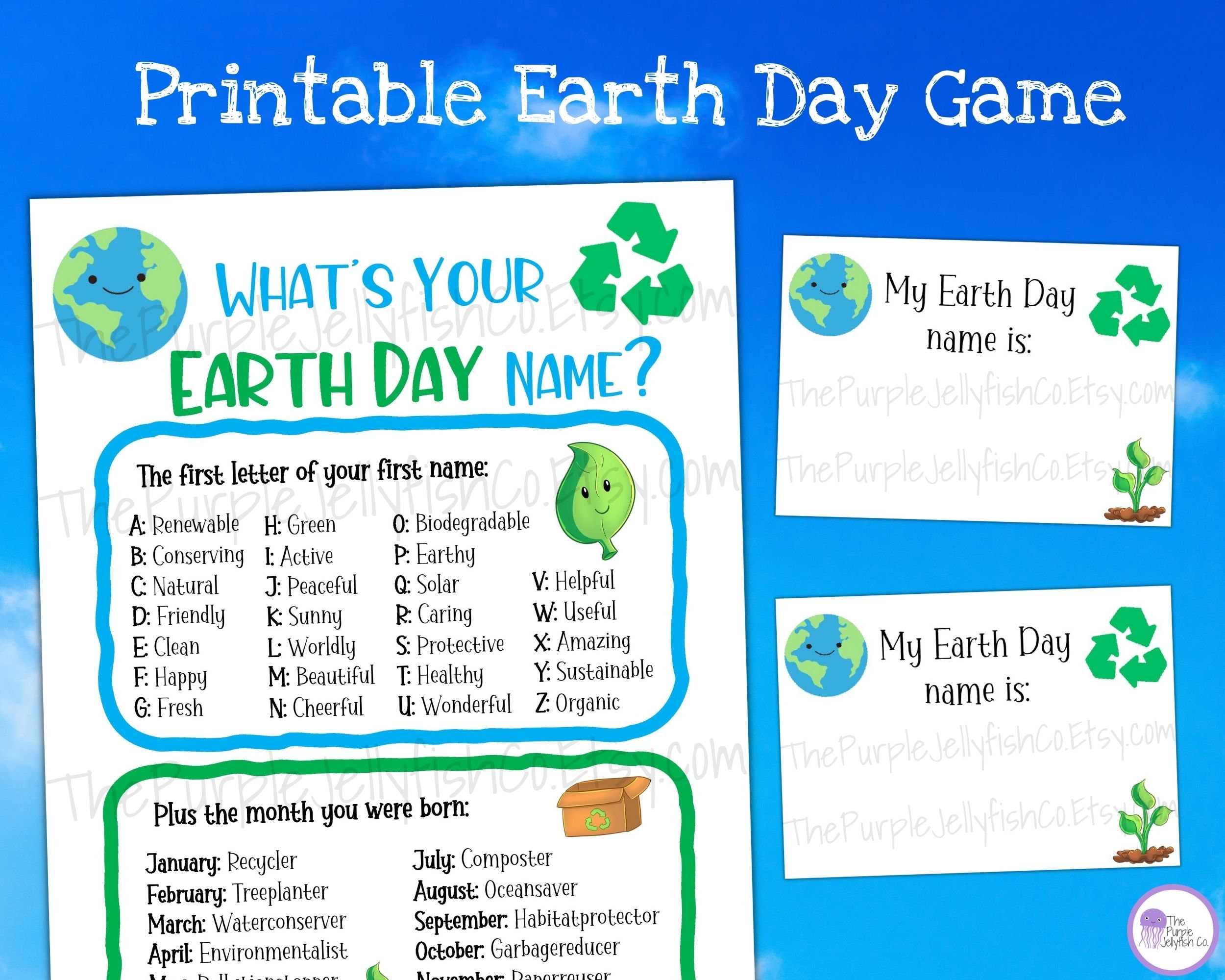 Earth Day Name Game, Spring Activity for Kids, Earth Day Printable ...