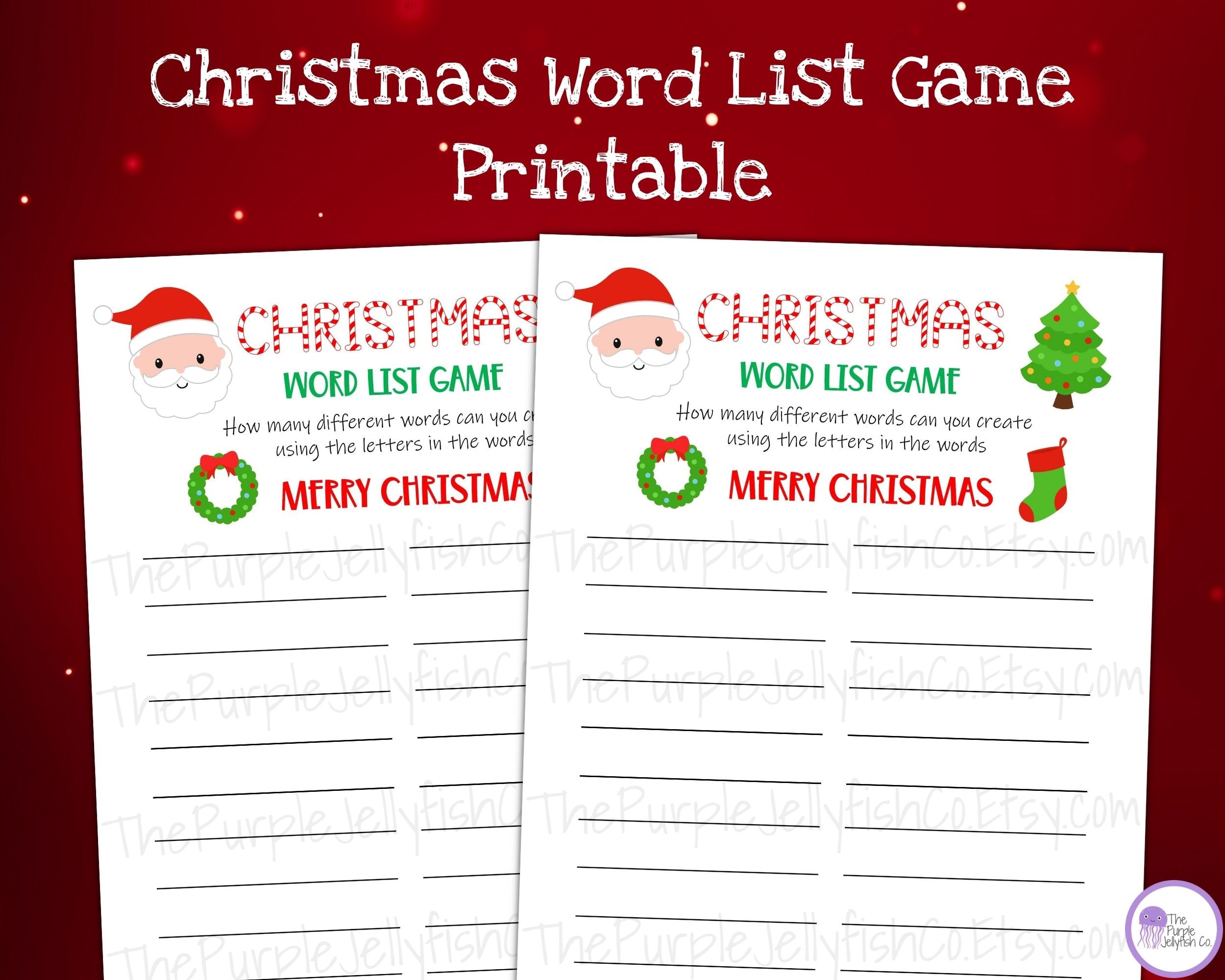 Christmas Word List, Christmas Printable Games for Kids, Christmas Word ...