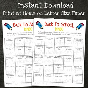 Back to School Icebreaker Bingo Game for Kids Printable, Beginning of ...