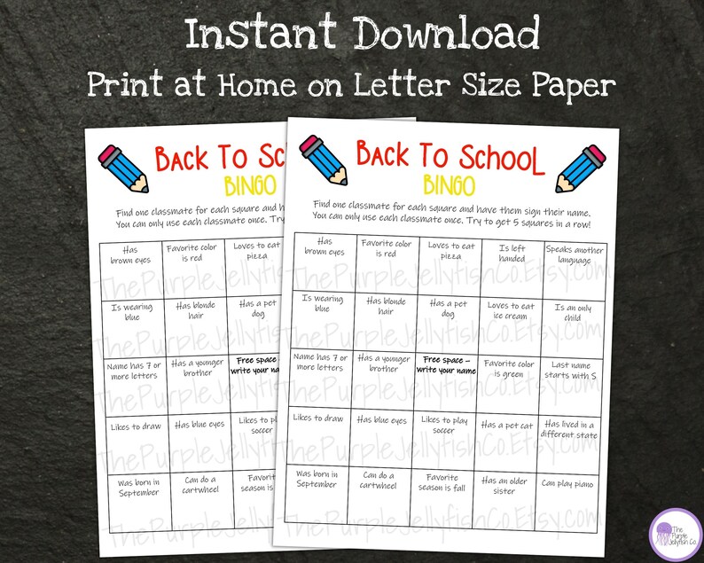 Back to School Icebreaker Bingo Game for Kids Printable, Beginning of ...