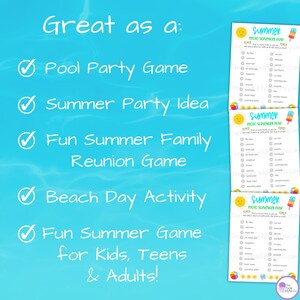 Summer Scavenger Hunt Game for Kids Teens & Tweens, Summer Party Idea ...