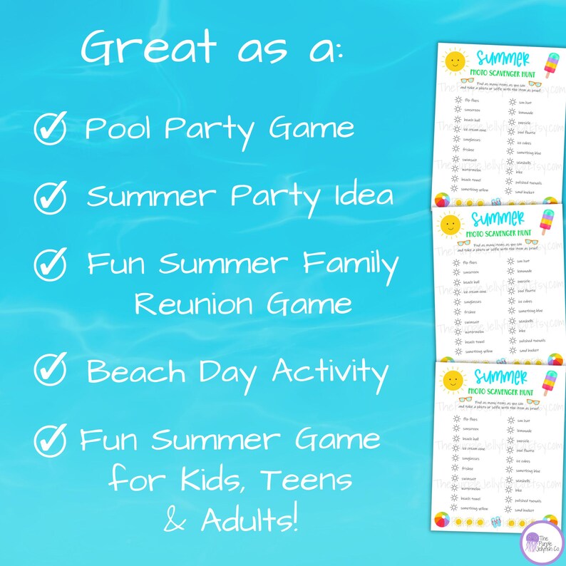 Summer Scavenger Hunt Game for Kids Teens & Tweens, Summer Party Idea ...