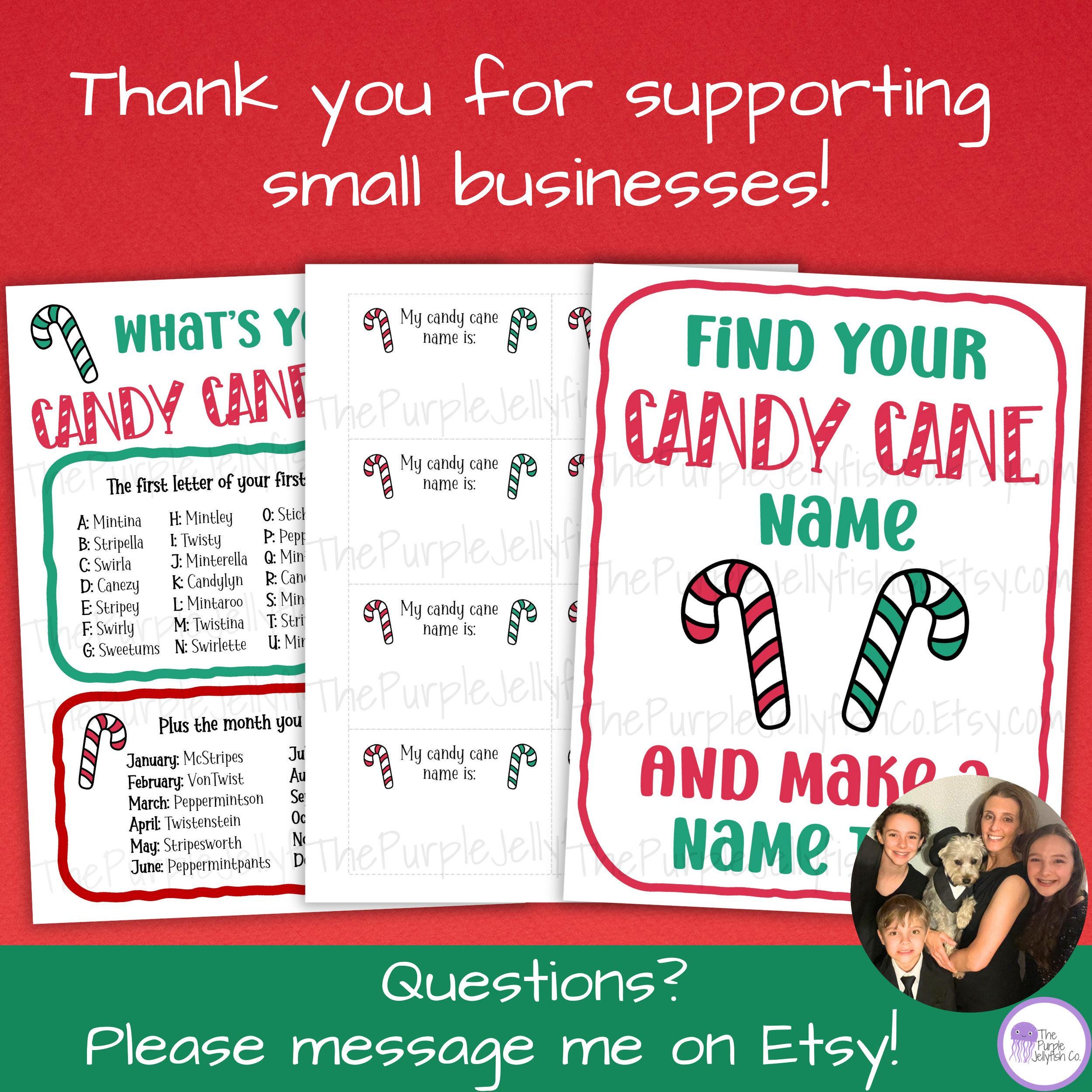 What's Your Candy Cane Name Game, Printable Christmas Games for Kids ...
