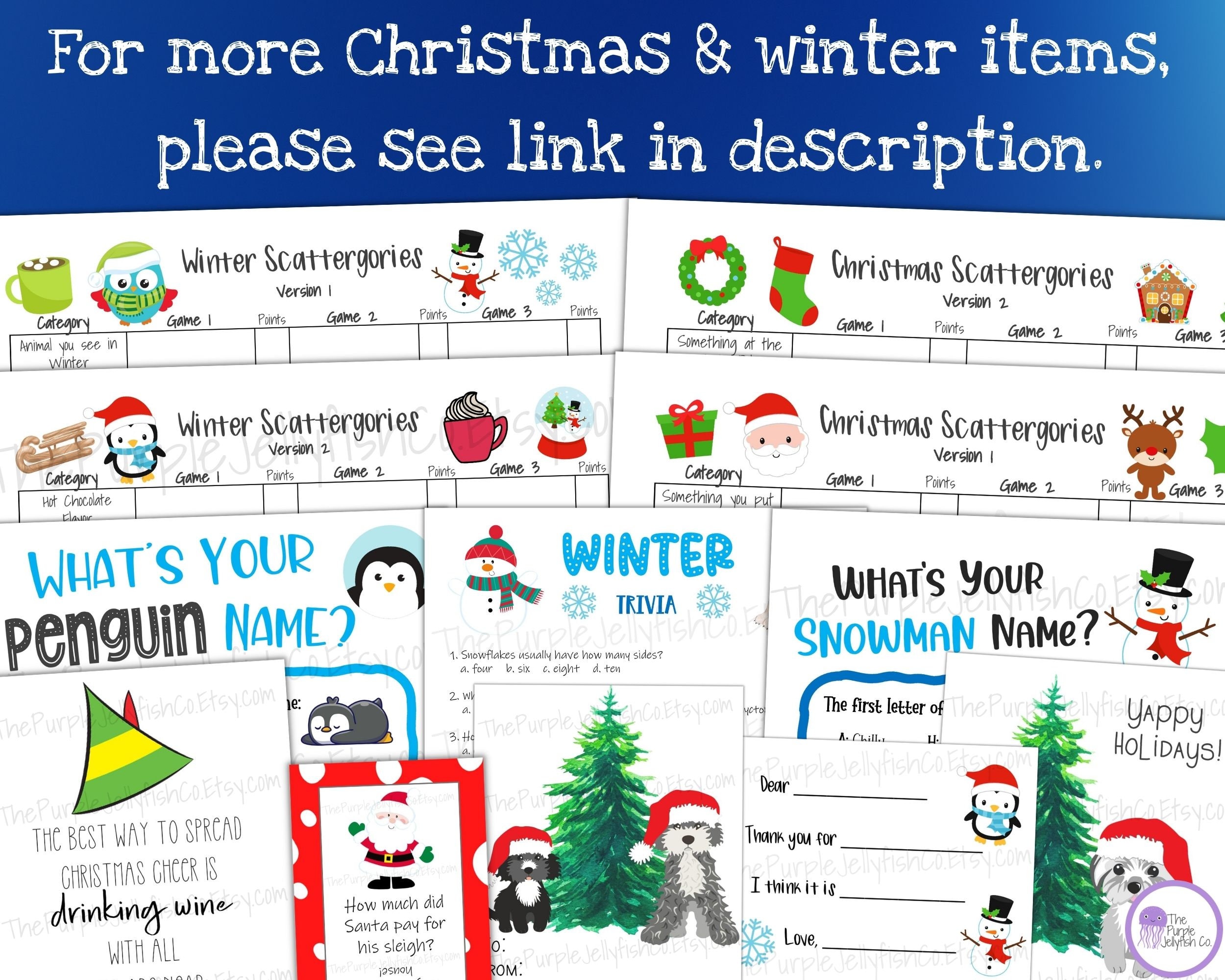 Winter Trivia Game, Printable Winter Games for Kids & Adults, Holiday ...