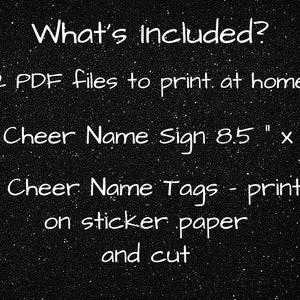 Cheer Name Sign and Name Tags, Cheer Party Game Printable, What's Your ...