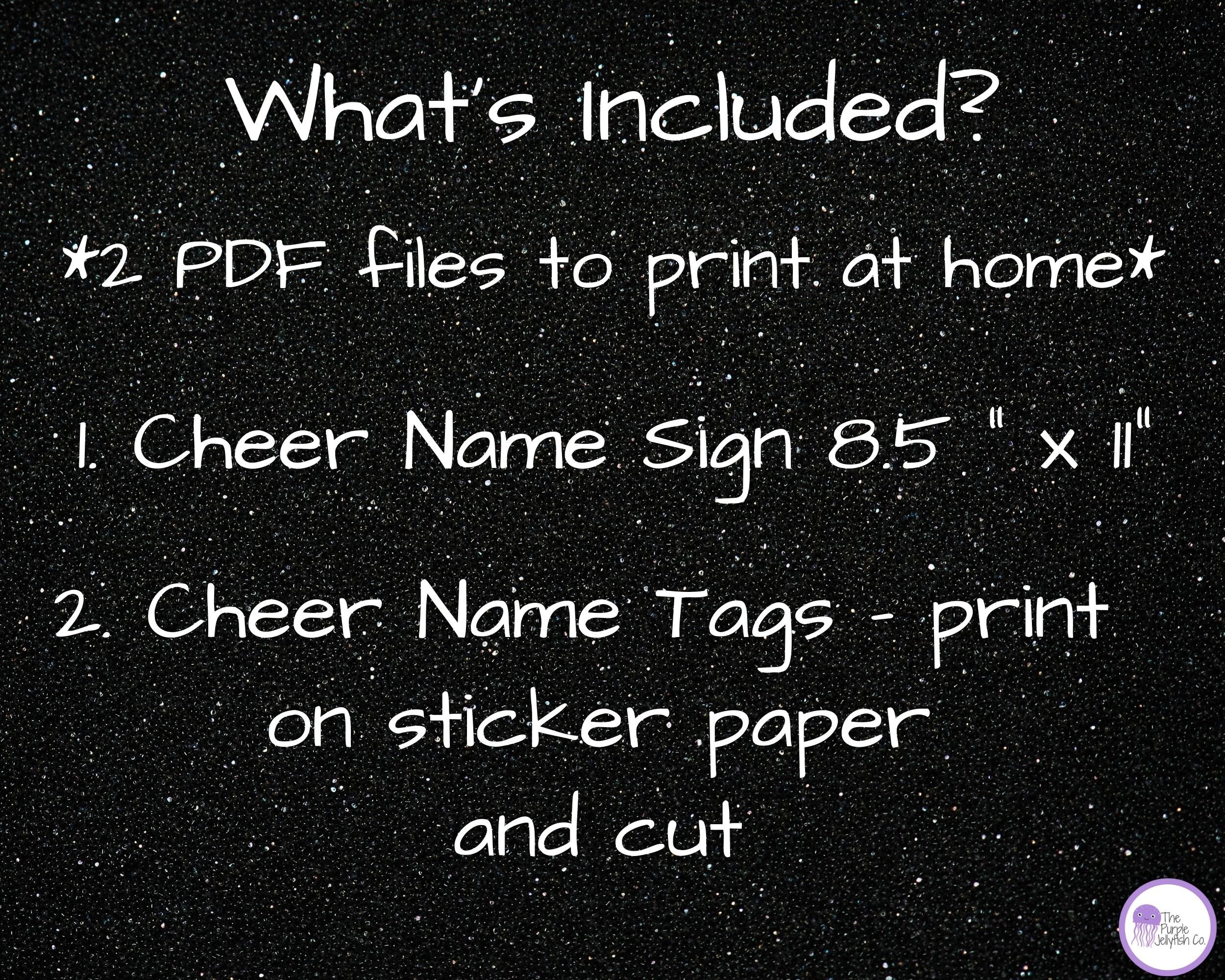 Cheer Name Sign and Name Tags, Cheer Party Game Printable, What's Your ...