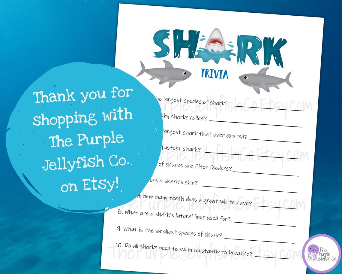 Shark Trivia Questions and Answers Printable Trivia for Kids - Etsy