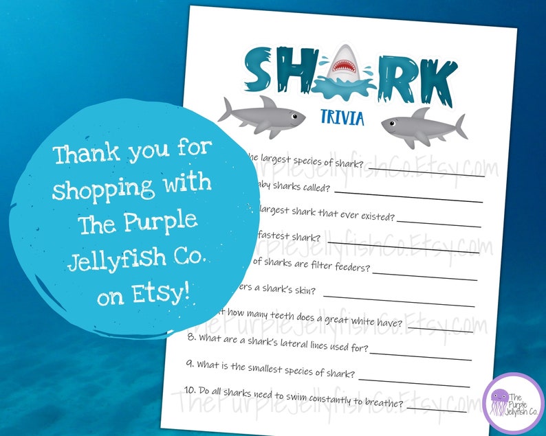 Shark Trivia Questions and Answers Printable Trivia for Kids - Etsy