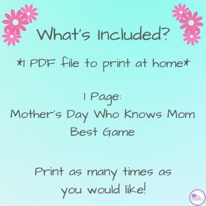 Mother's Day Game Printable, Who Knows Mom Best Mothers Day Activity ...