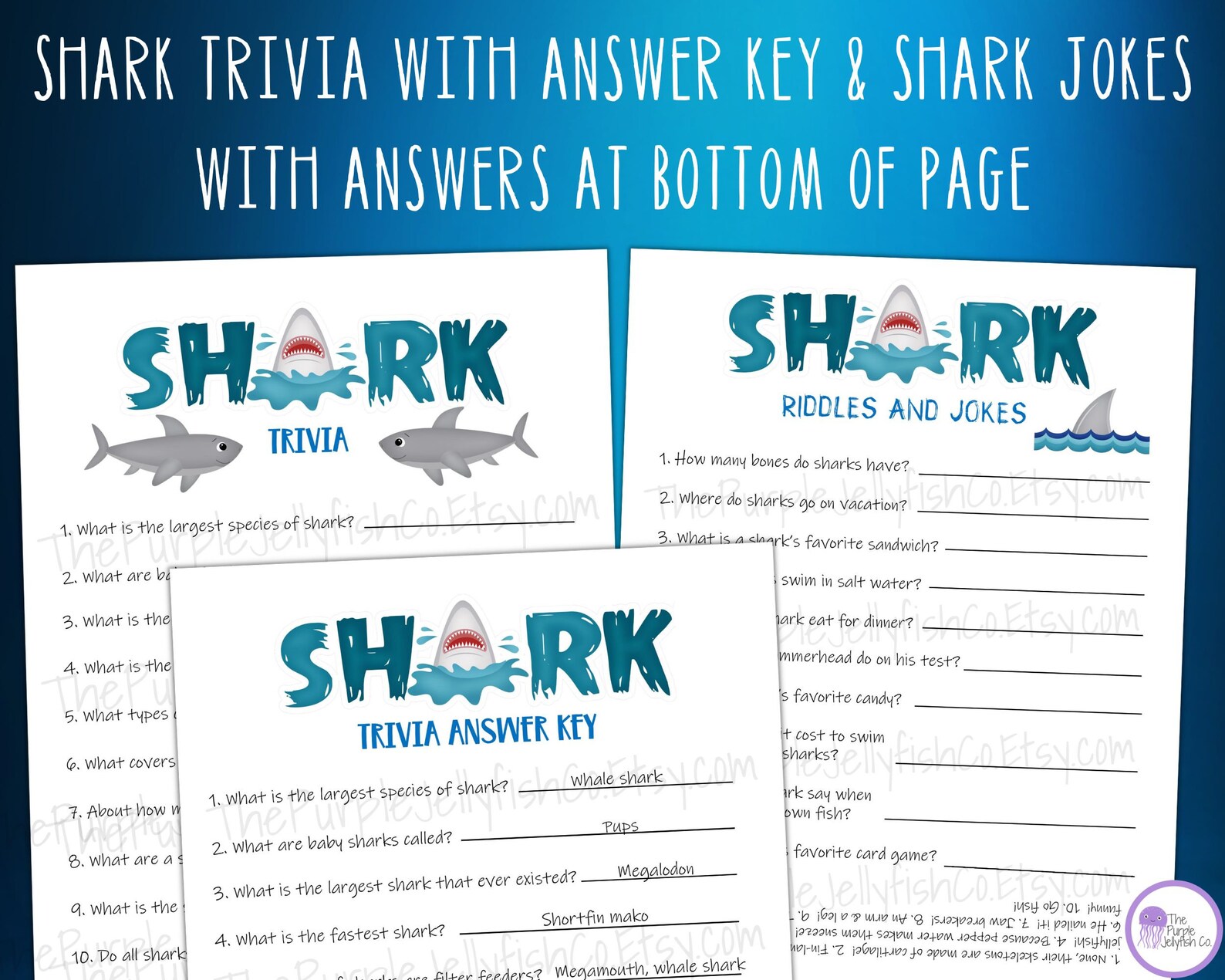 Shark Activities for Kids Shark Birthday Party Games Shark - Etsy