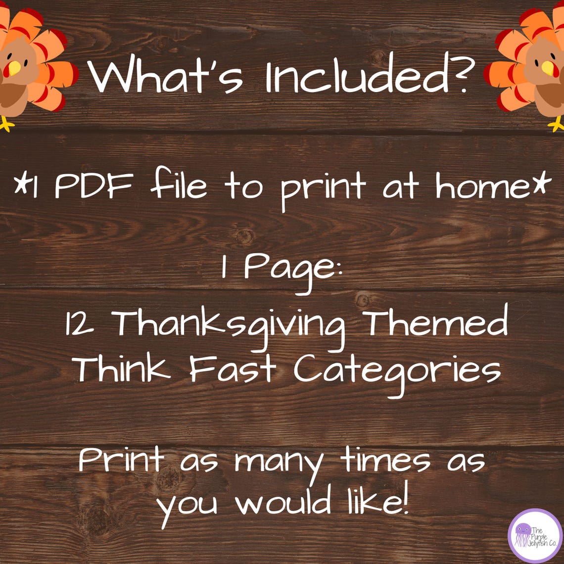 Thanksgiving Think Fast Game, Thanksgiving Family Game, Friends ...