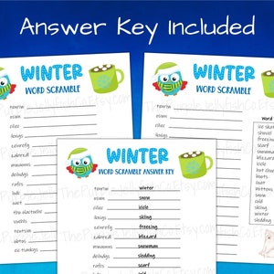 Winter Word Scramble, Printable Winter Activities for Kids & Adults ...